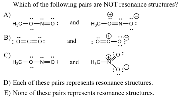 Solved Which of the following pairs are NOT resonance | Chegg.com